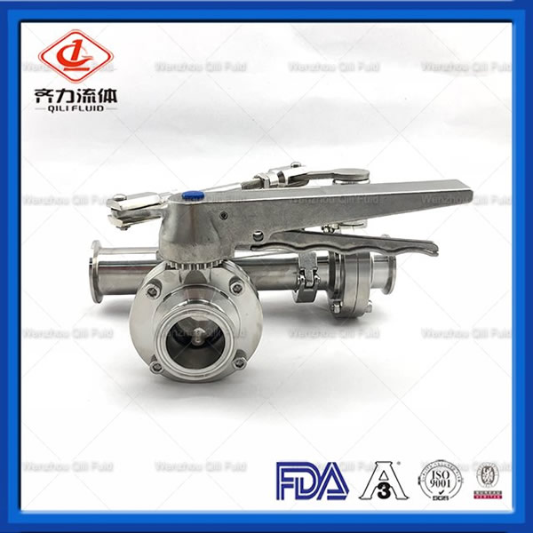 China Sanitary Stainless Steel Tee Type Three Way Butterfly Valve with ...