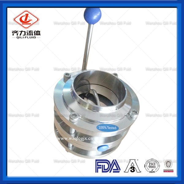 China Stainless Steel Sanitary Flanged End 3 Piece Butterfly Valve ...