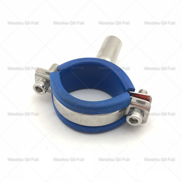 China Sanitary Stainless Steel Pipe holder with Blue Sleeve, steel pipe ...