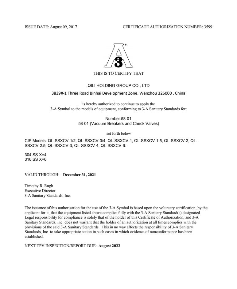 Certificate - China QILI Holding Group