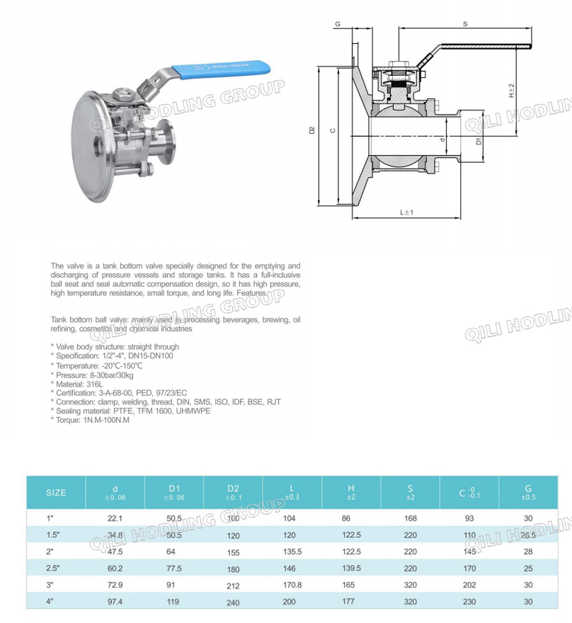 1/2inch to 4 inch sanitary tank bottom valves, China Manufacturers ...