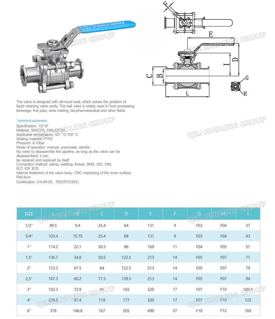 Sanitary Stainless Steel High Platform Clamped encapsulated Ball Valve ...