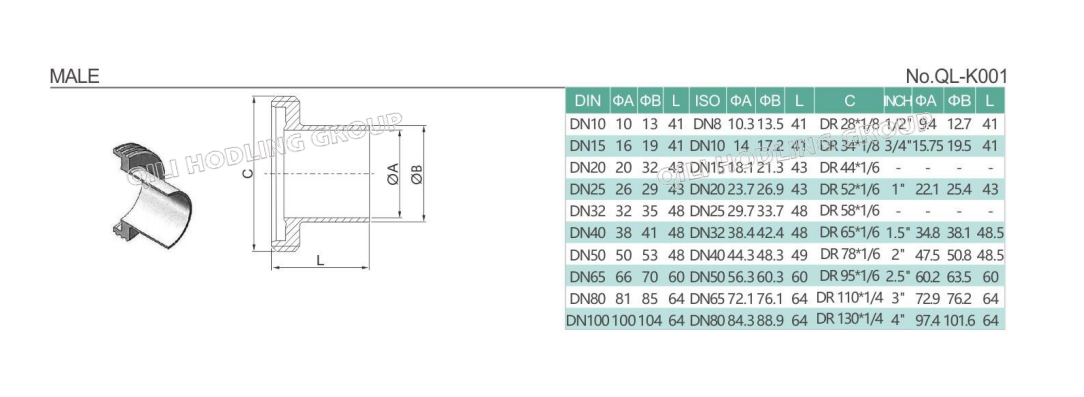 Stainless Steel Sanitary DIN Welding Male 15A Pipe Fittings, China ...