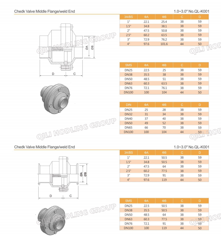 Sanitary Check Valve with Middle Flange, China sanitary check valve ...