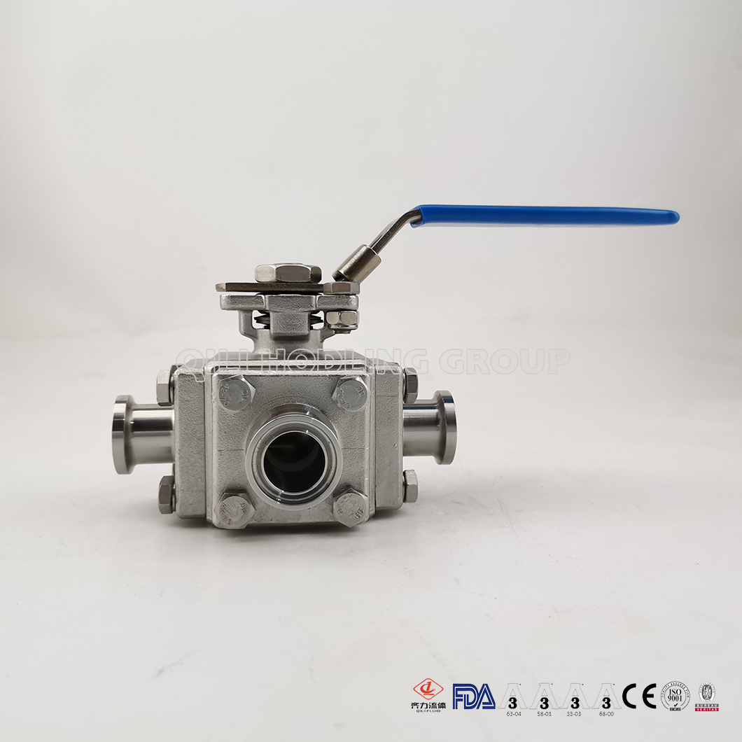 CF3M CF8M Hygienic Manual 3 Way Full Bore Encapsulate PTFE Ball Valves ...
