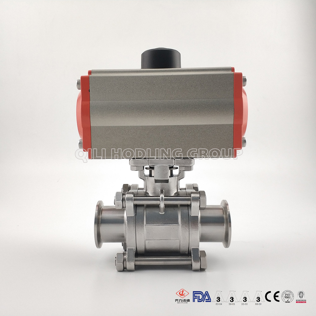 hygienic Tri Clamp Connection 3-Piece encapsulated Pneumatic Ball Valve ...