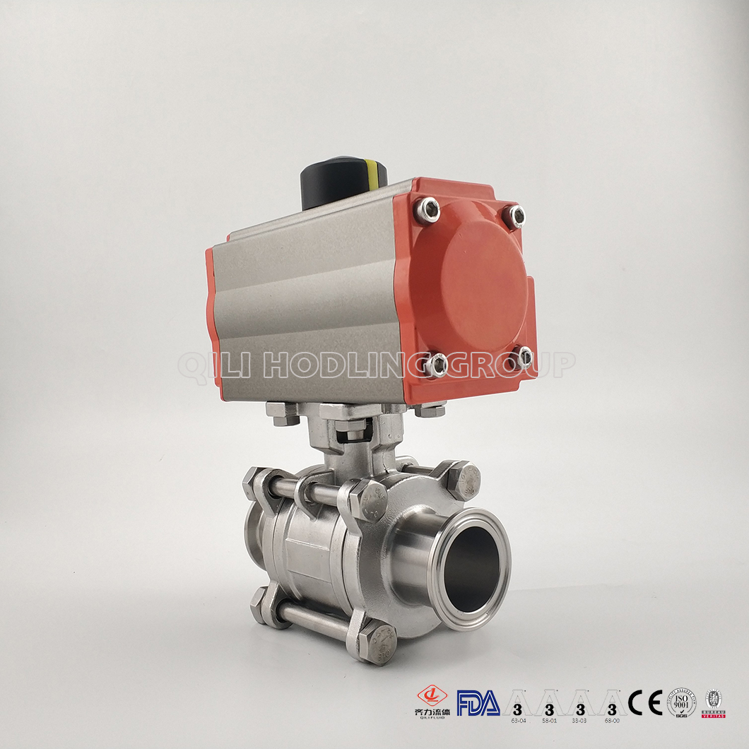 hygienic Tri Clamp Connection 3-Piece encapsulated Pneumatic Ball Valve ...