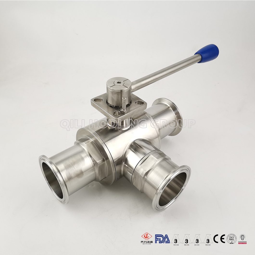 SS304 SS316L Hygienic 3 Way Tee Type Ball Valve, China Encapsulated ...