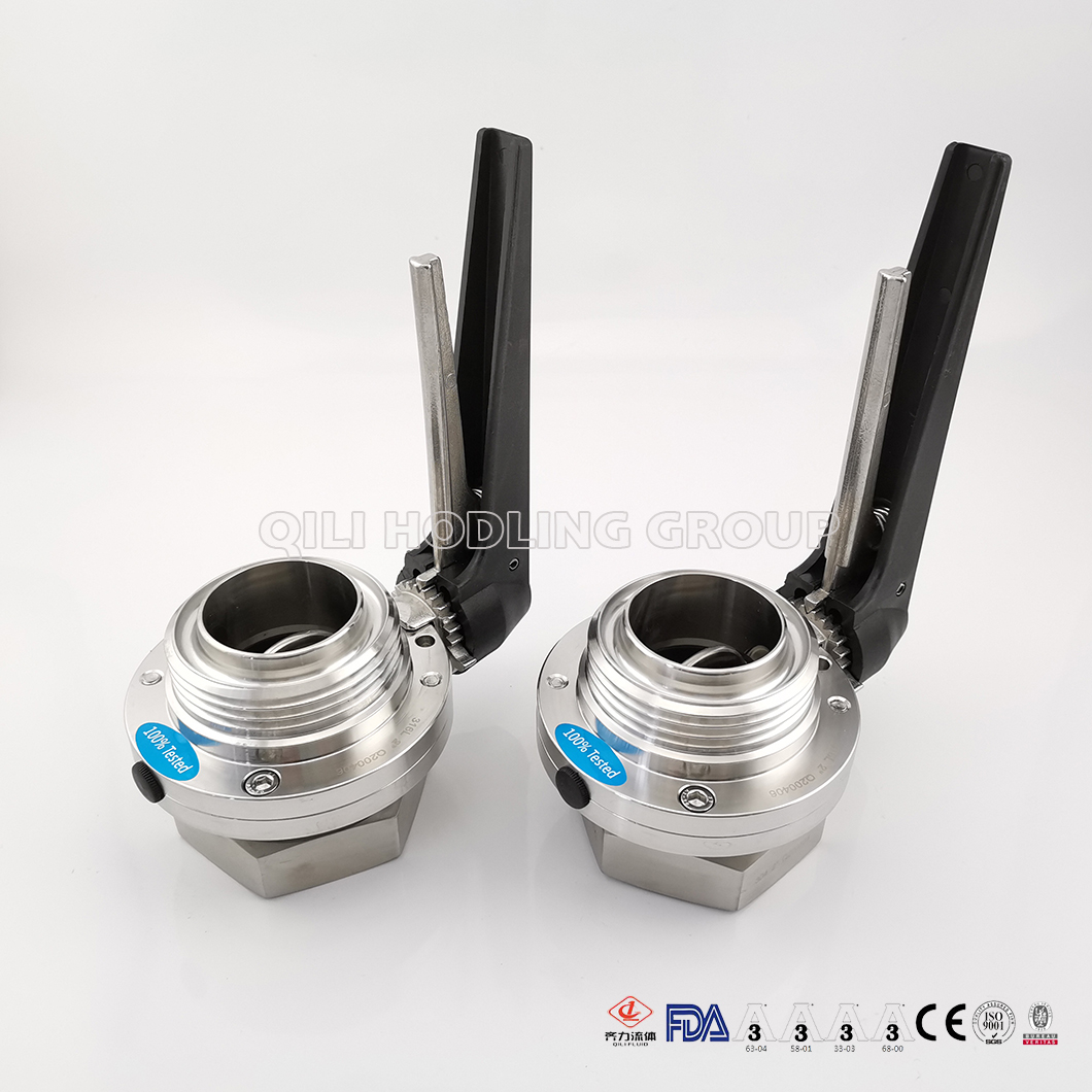 Stainless Steel Ss304 Ss316L RJT Thread Union Butterfly Valve, China ...